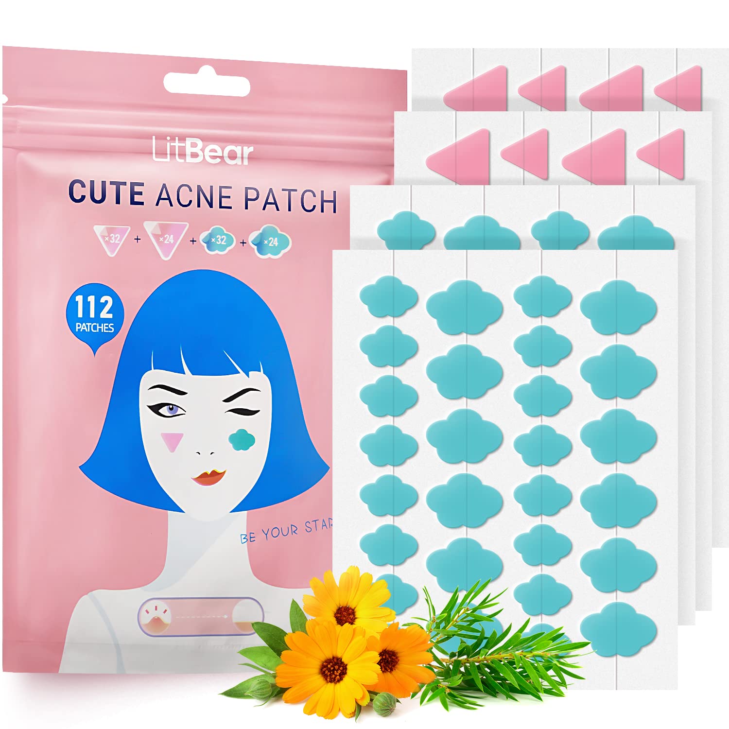 Amazon.com: LitBear Acne Patch Pimple Patch, Cloud & Triangle Shaped ...