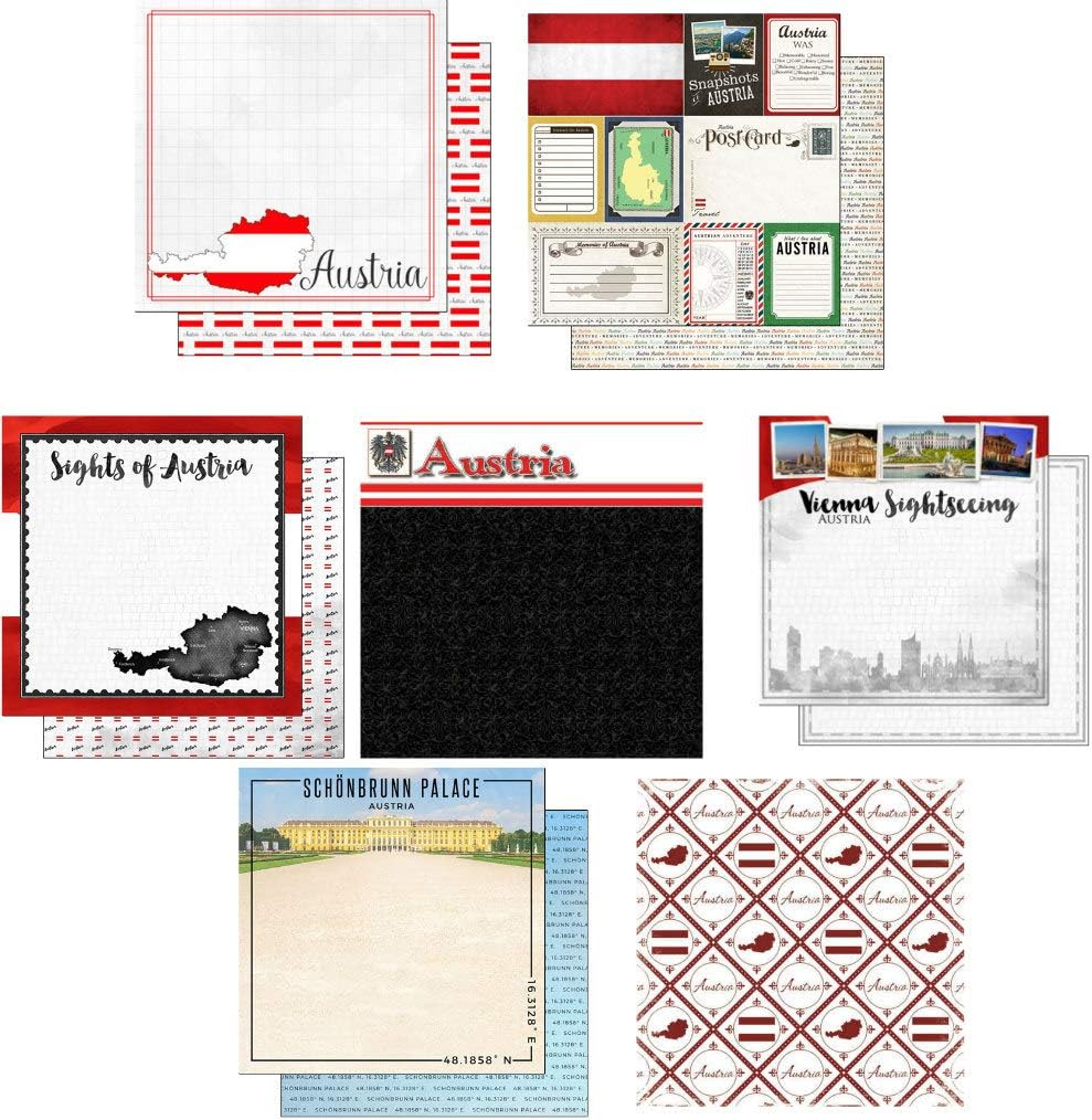 Amazon.com: Themed Scrapbook Paper Custom Bundle Set - 7 Austria Travel ...