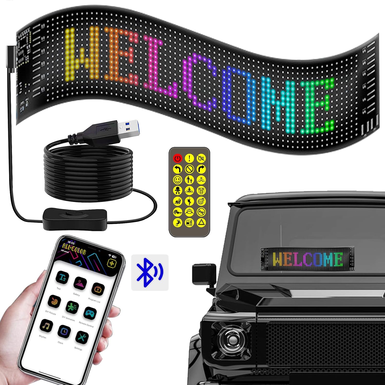 Amazon.com : LED Sign for Car, 7''x3''Led Car Sign, USB 5V Car Led Sign ...