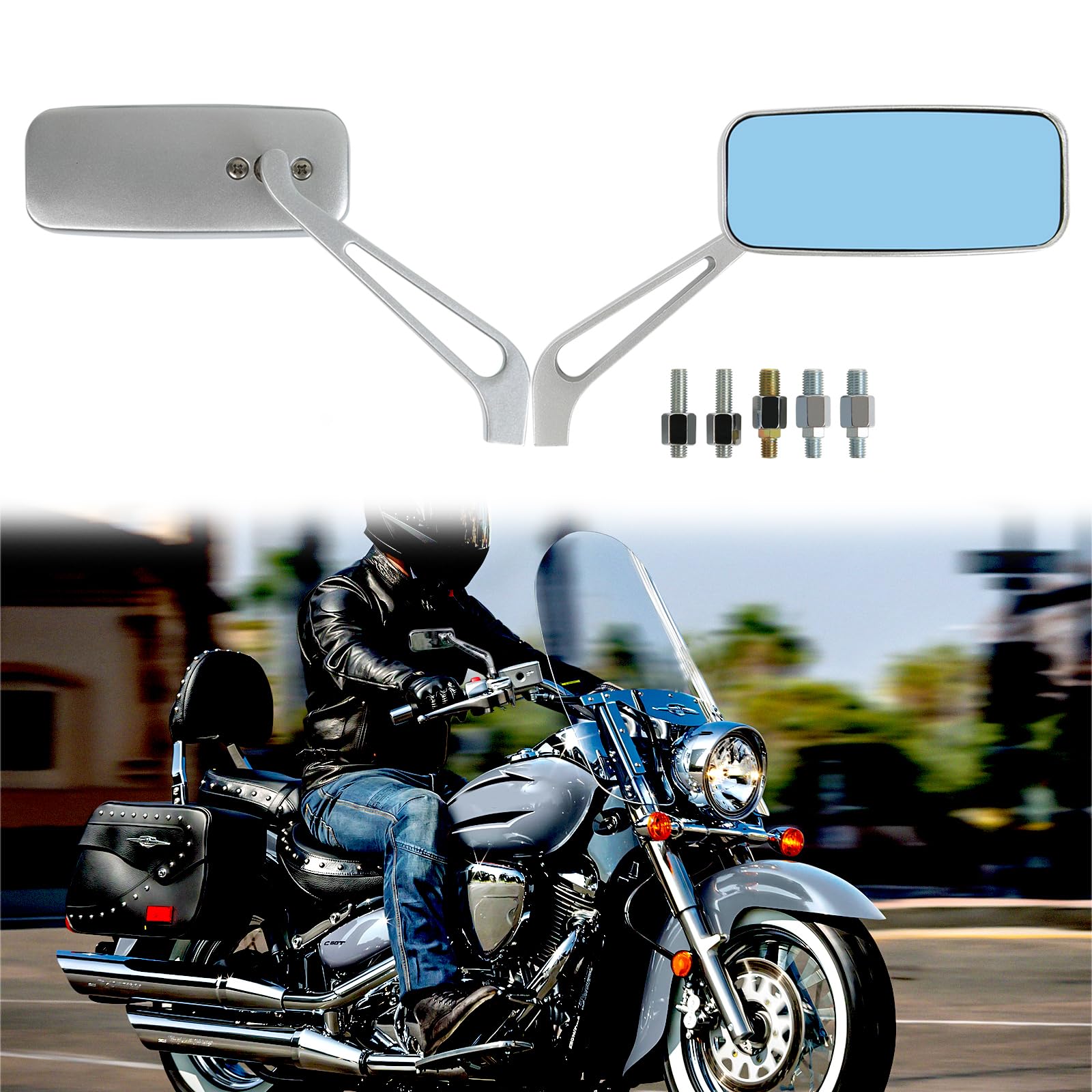 Snapklik.com : Devilmotor Black Rectangle Motorcycle Bobber Mirrors For ...