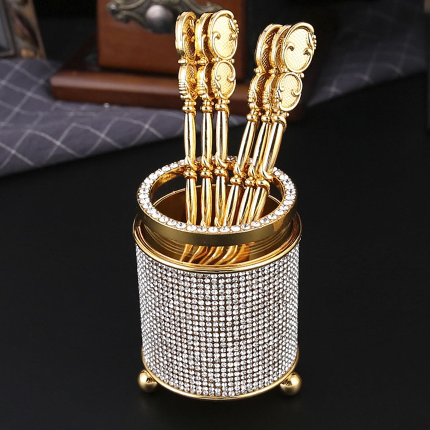 Amazon.com: POYHKFD 6Pcs Coffee Spoons Set with Holder, Small Stainless ...