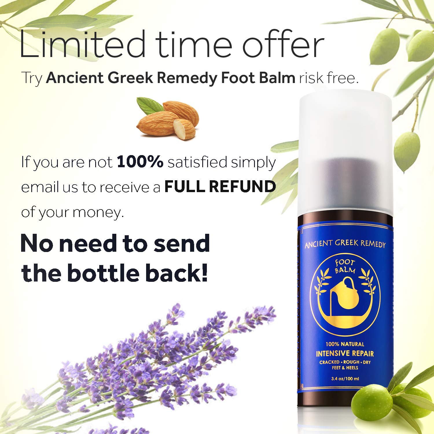 Buy Organic Foot Cream Made of Olive, Almond, Grapeseed, Lavender ...