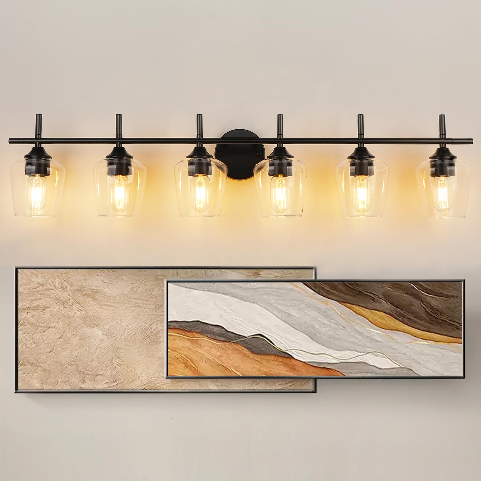 foucasal Bathroom Vanity Light, 6 Light Bathroom Light Fixture Over ...