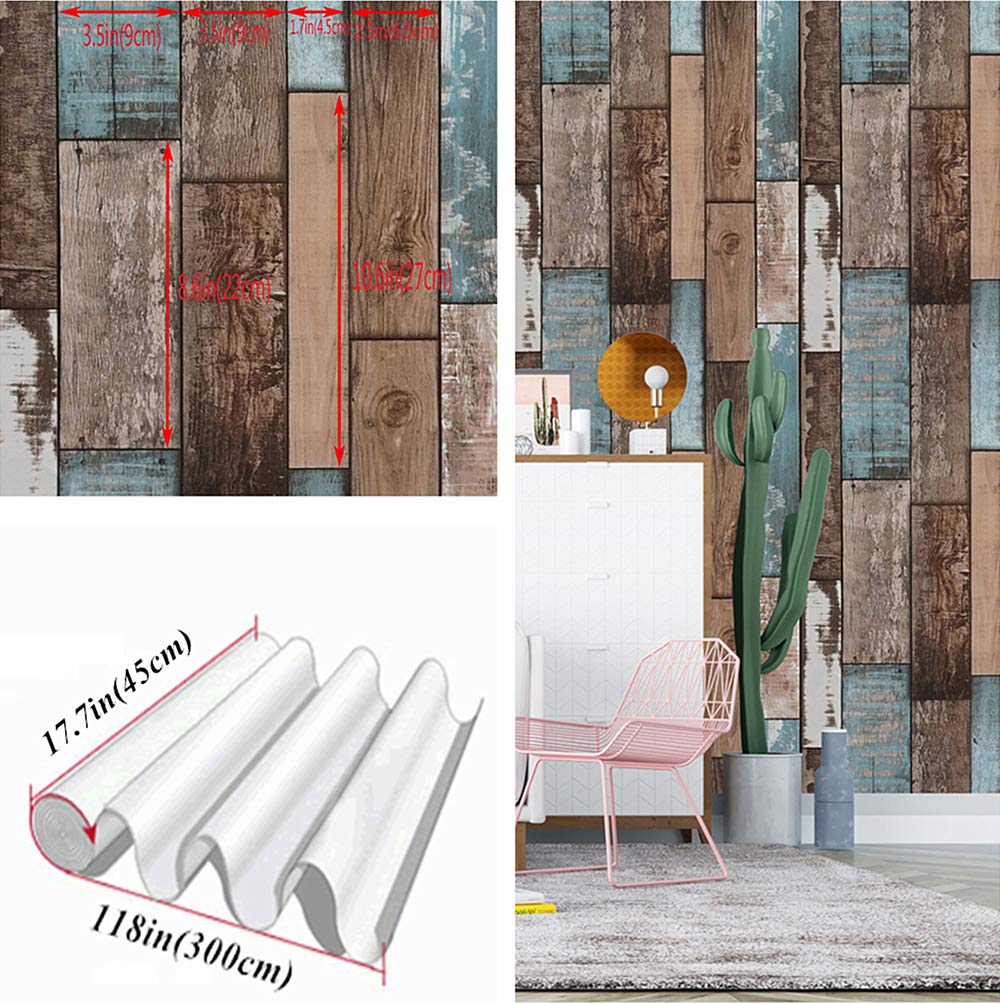 197" x 17.7" Wood Plank Wallpaper Wood Peel and Stick Wallpaper ...