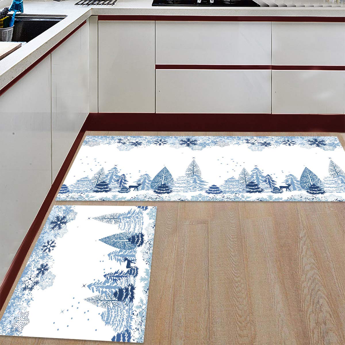 Amazon.com: Christmas Winter Kitchen Rugs and Mats Set of 2 New Year ...