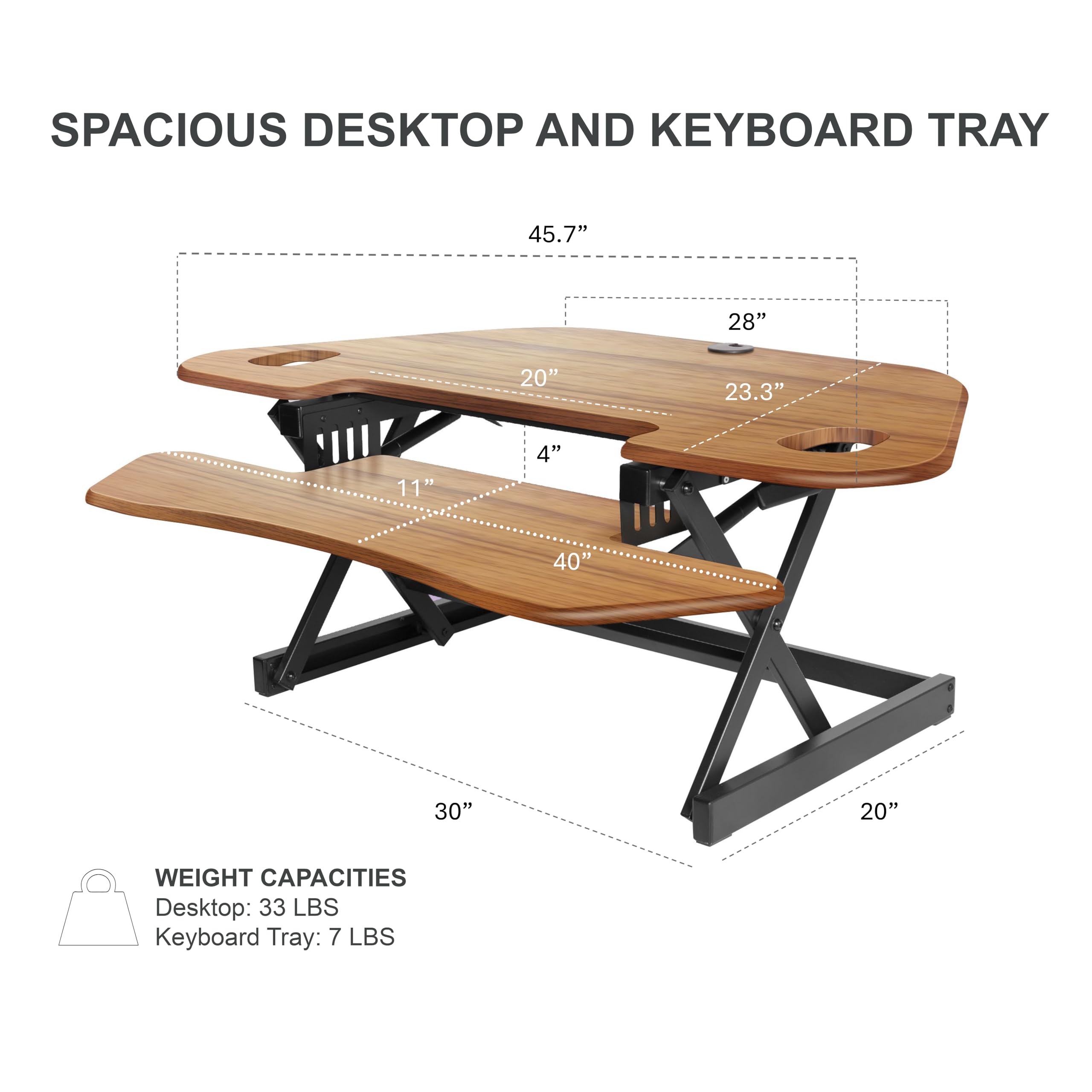 Snapklik.com : Rocelco 46" Height Adjustable Corner Standing Desk Converter