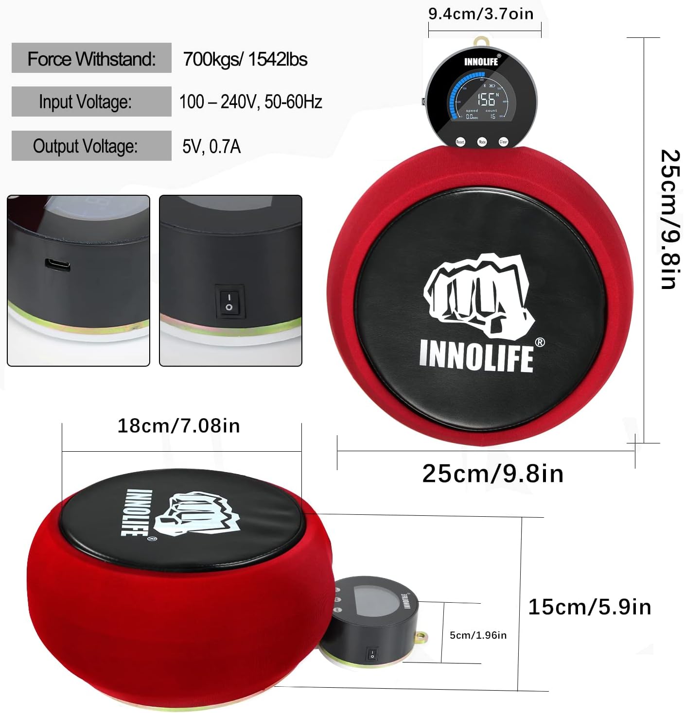 Medidor de potência de caixa profissional com capacidade de 1.543
