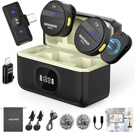 Amazon.com: NEEWER Wireless Lavalier Microphone System Compatible with ...