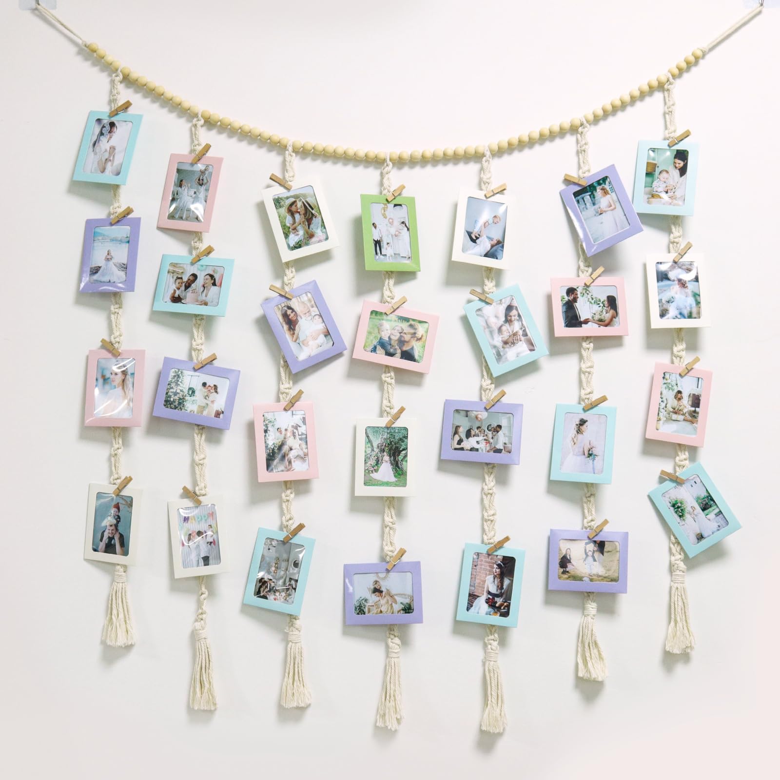 Amazon.com: BIZYAC Boho Macrame Hanging Photo Display Room Wall Decor ...