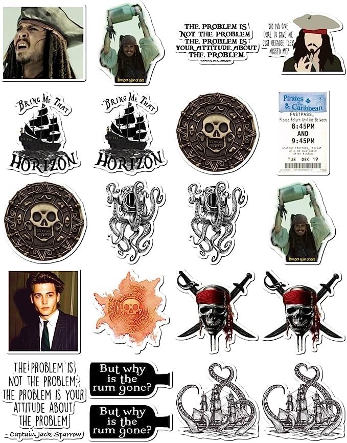 20 Pcs Value Pack Pirates Decal of The Caribbean Sticker Waterproof ...