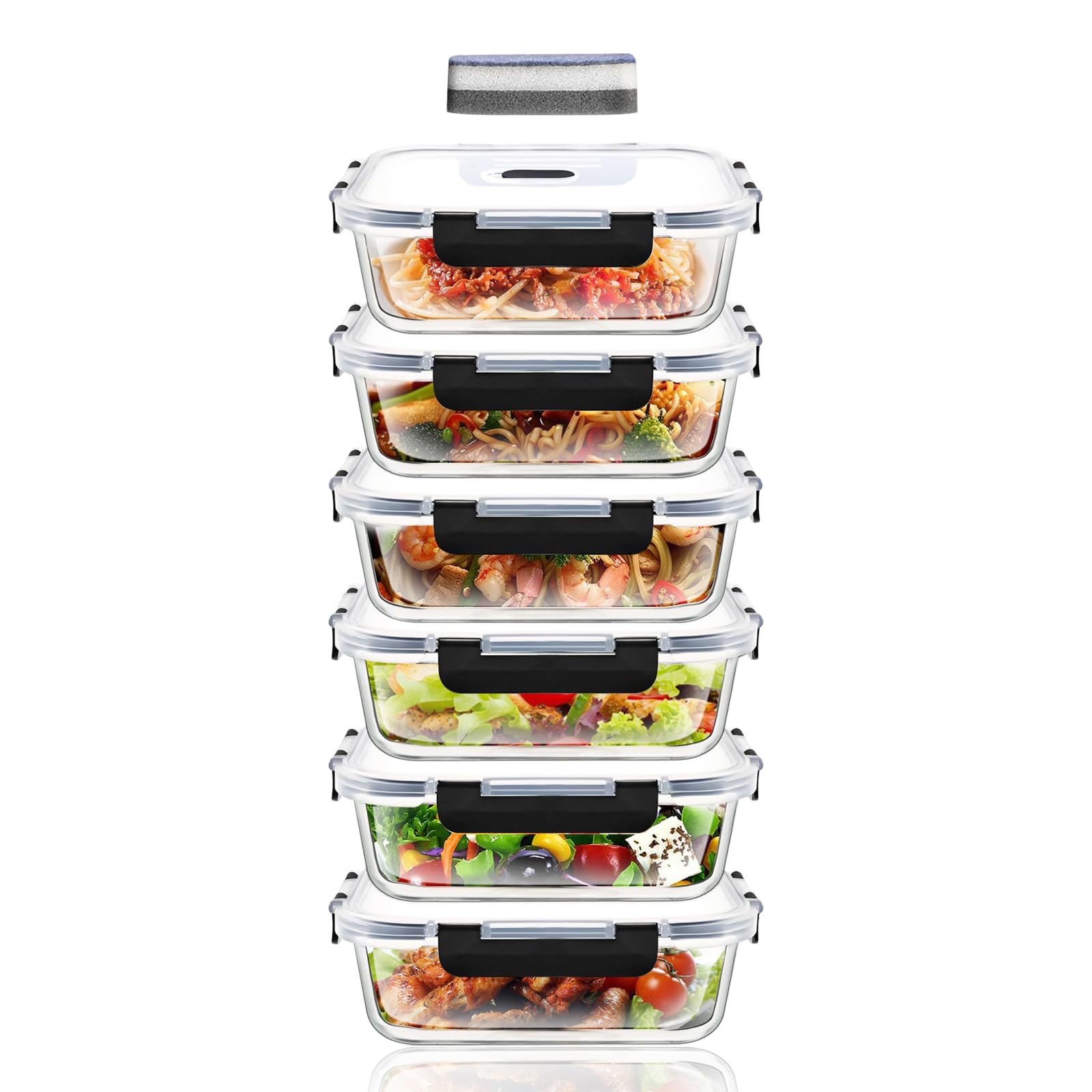 Glass Food Storage Container Set, Transparent Containers With Airtight ...