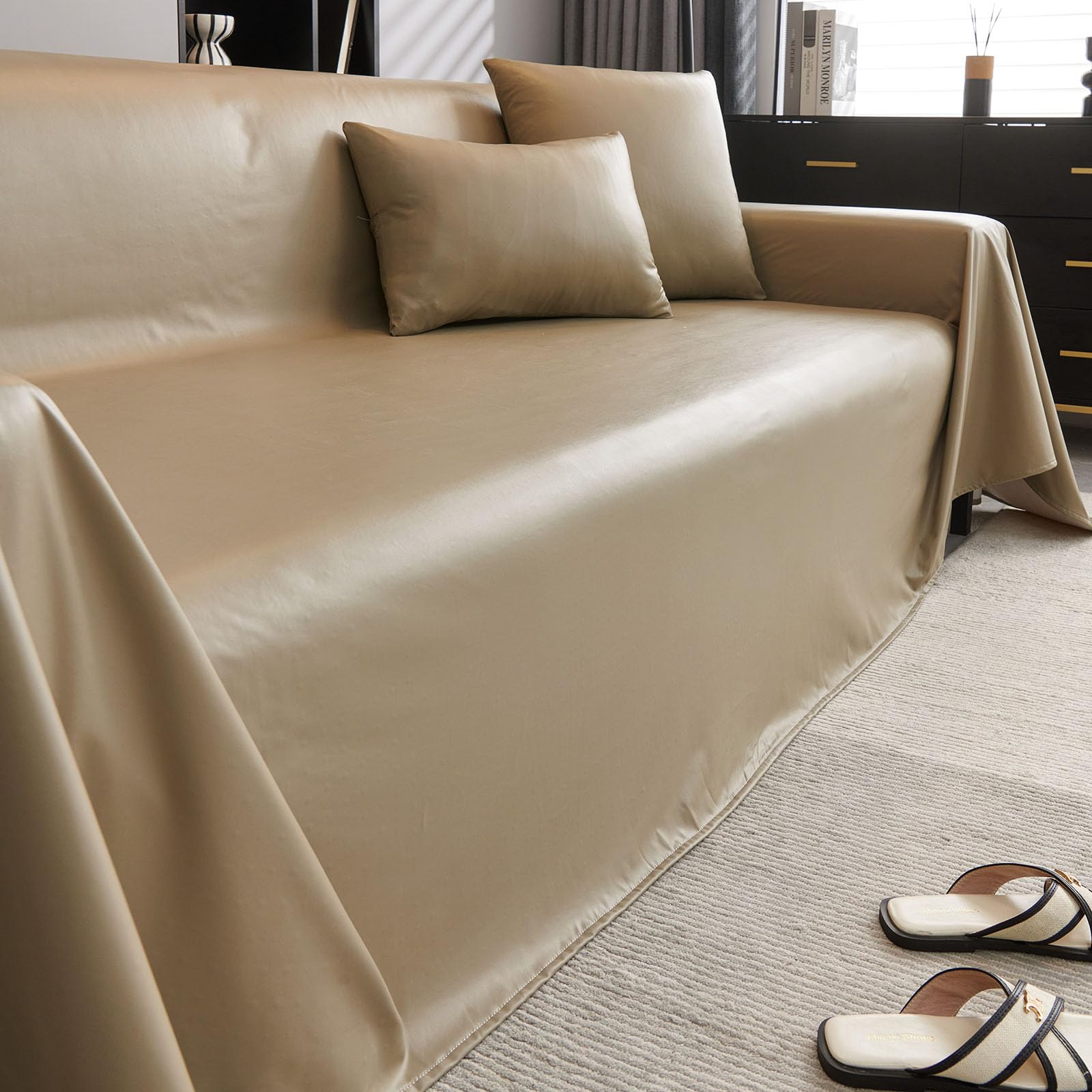 Amazon.com: vctops Waterproof Faux PU Leather Sofa Covers for Sectional ...