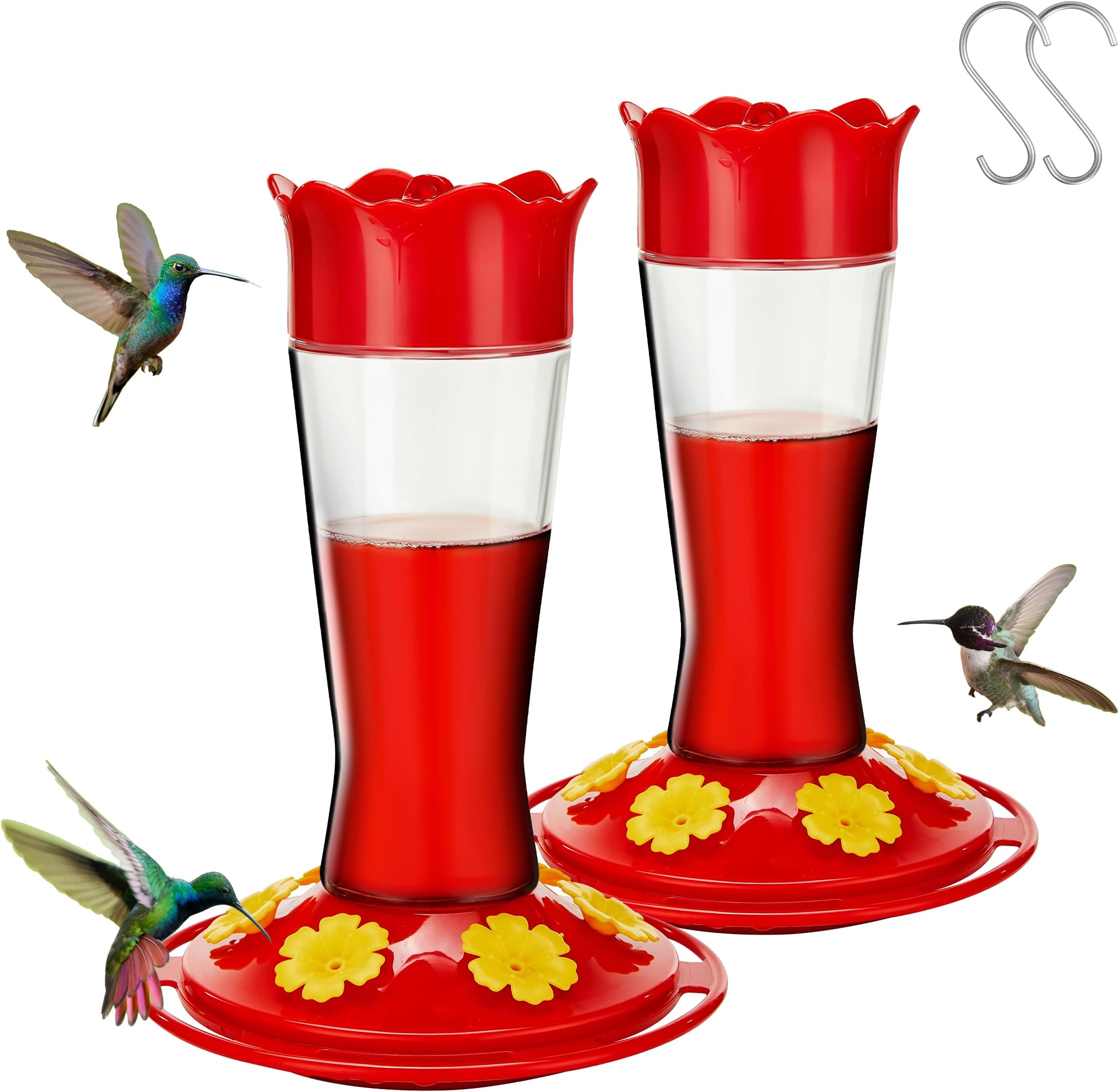 Amazon.com : More Birds Bird Health+ Ruby Hummingbird Feeder, Glass ...
