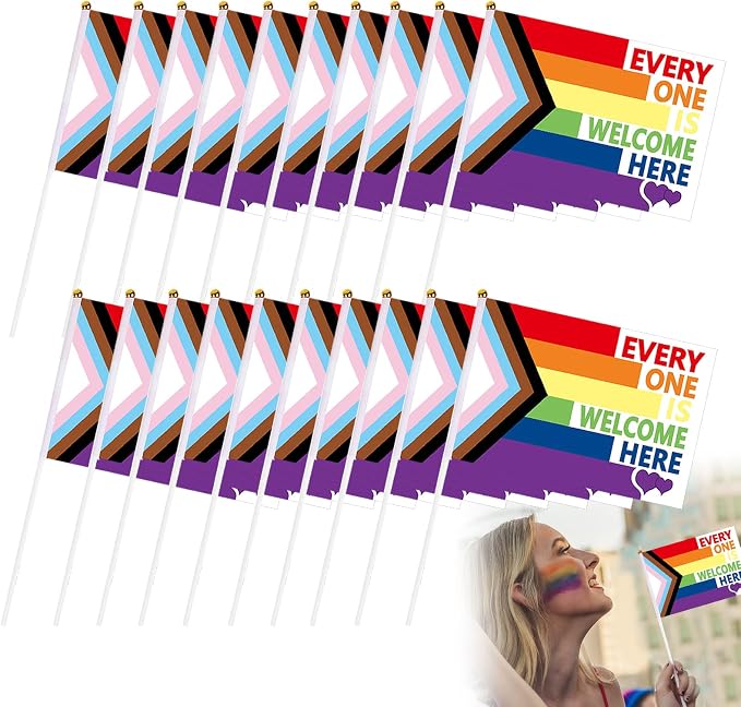 SAIPOM 20Pcs Pride Flag,Rainbow Pride Gay Stick Flag,Handheld Rainbow ...