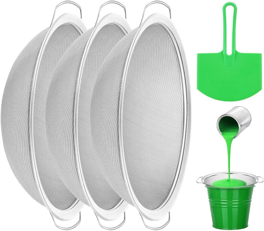 3 Packs Fine Mesh Paint Strainer 60 Mesh Stainless Steel Paint Filter ...
