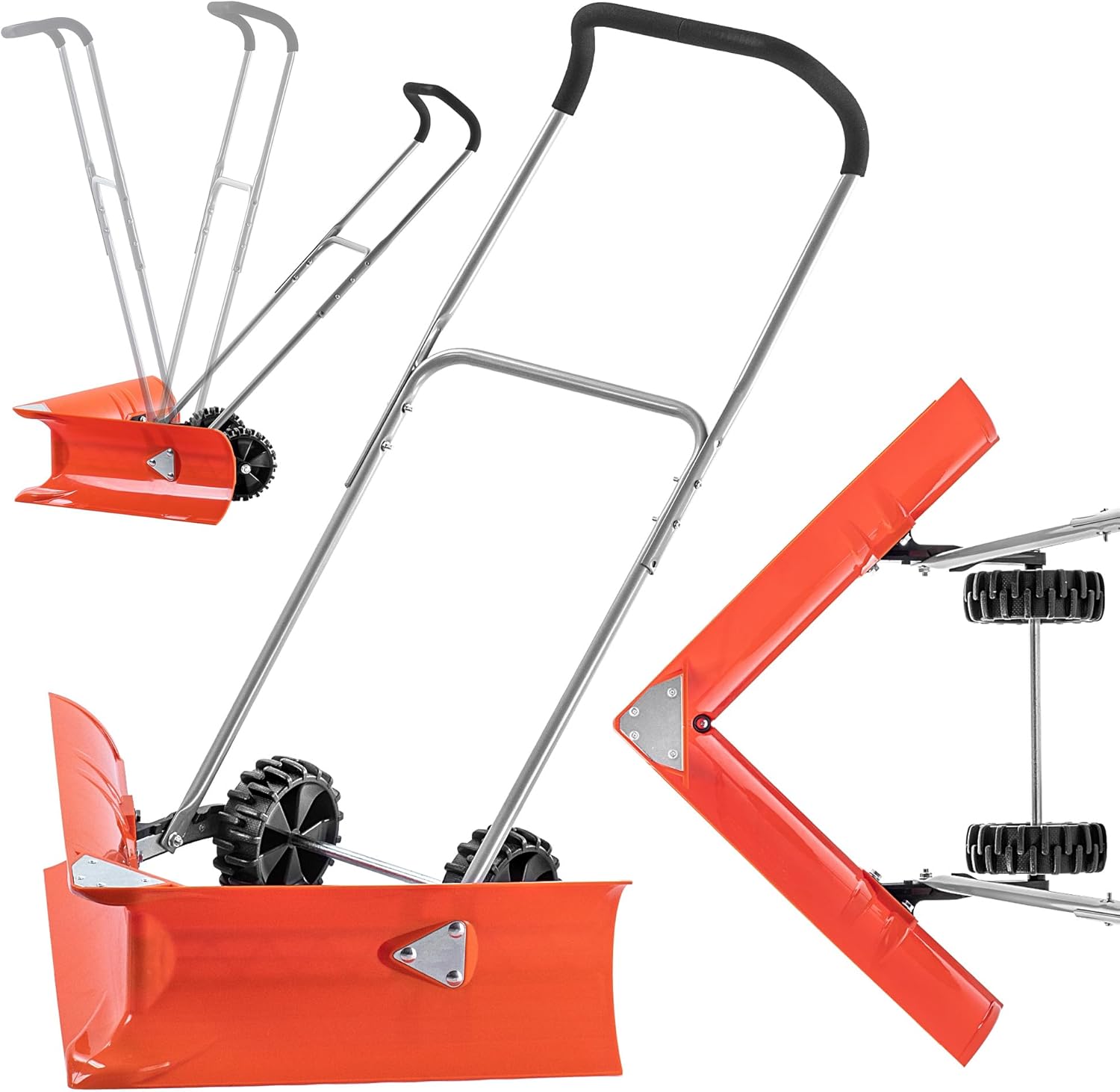 KADAX Snow Shovel with Wheels and Adjustable Handle, Heavy Duty Snow ...