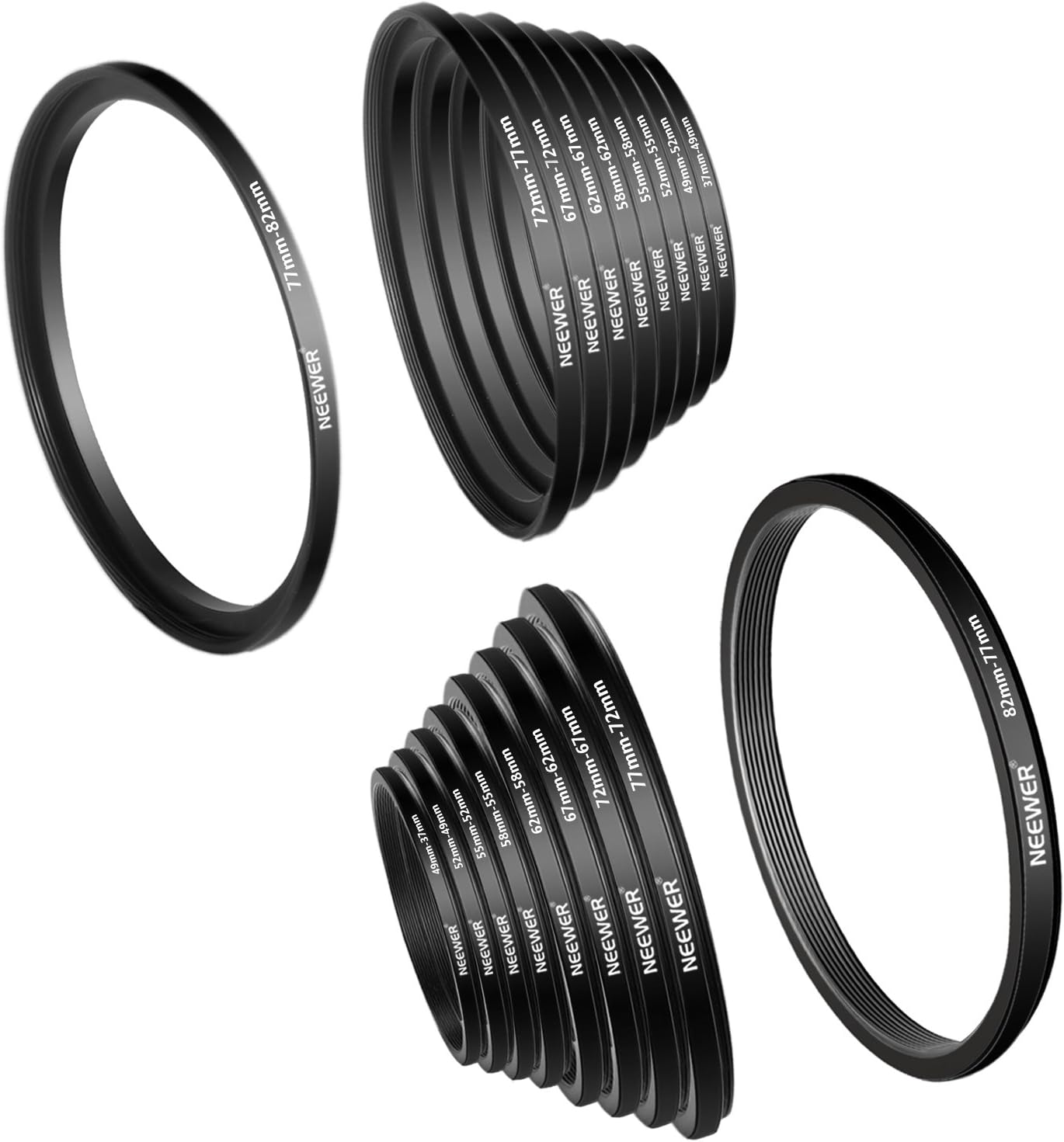 Step Up Lens Filter Adapter Rings - Set of 9 - Allows You to Fit Larger ...