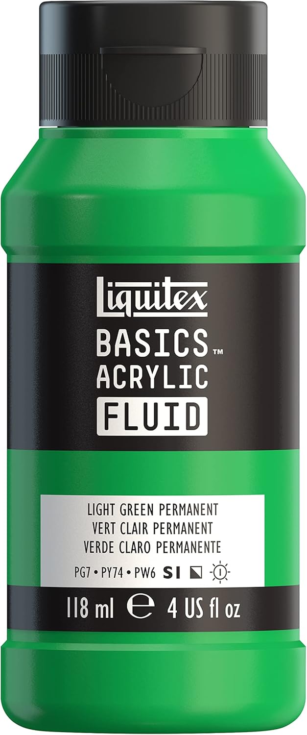Amazon.com: Liquitex BASICS Acrylic Fluid Paint, 118ml (4-oz) Bottle, Light Green Permanent