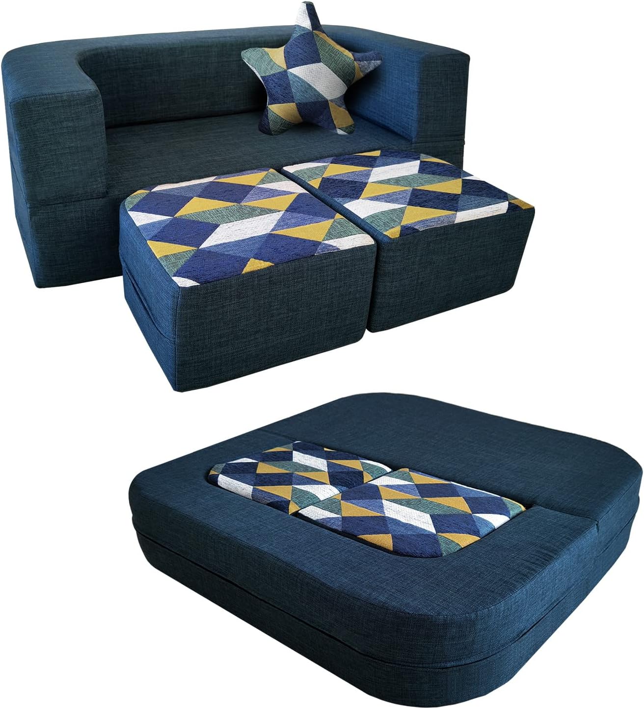 Amazon.com: ALIMORDEN 3-in-1 Modular Toddler Couch, Glow-in-The-Dark ...