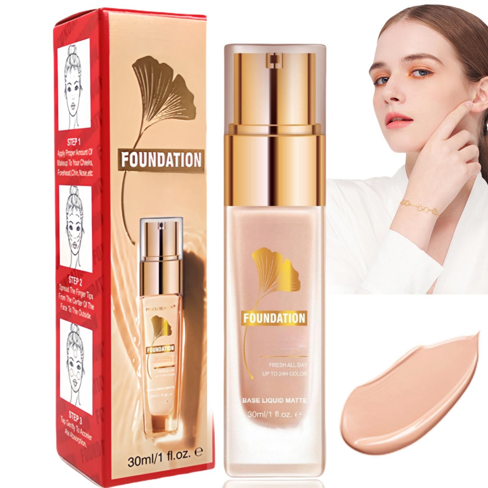Liquid Foundation Full Coverage for Mature Skin,Foundation for Mature Skin,Moisturising Oil ...