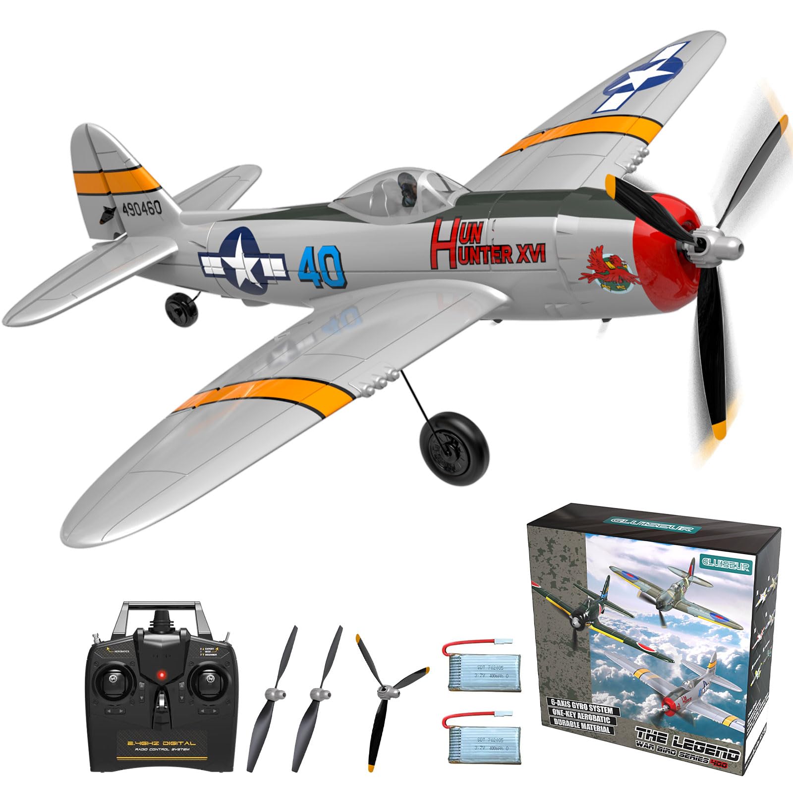 Amazon.com: GLUISEUR RC Plane 4 Channel Remote Control Airplane with 3 ...