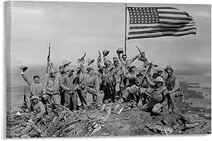 Amazon.com: TOYOCC Battle of Iwo Jima WWII Iwo Jima Flag Art Poster (4 ...