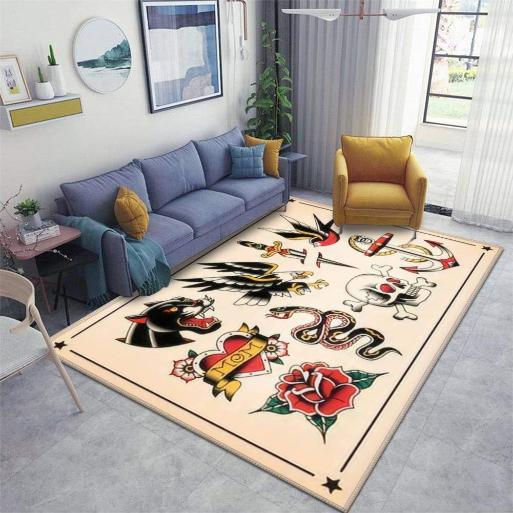 Amazon.com: Vector Set of Old School Tattoo Designs Area Rugs Floor Mat ...