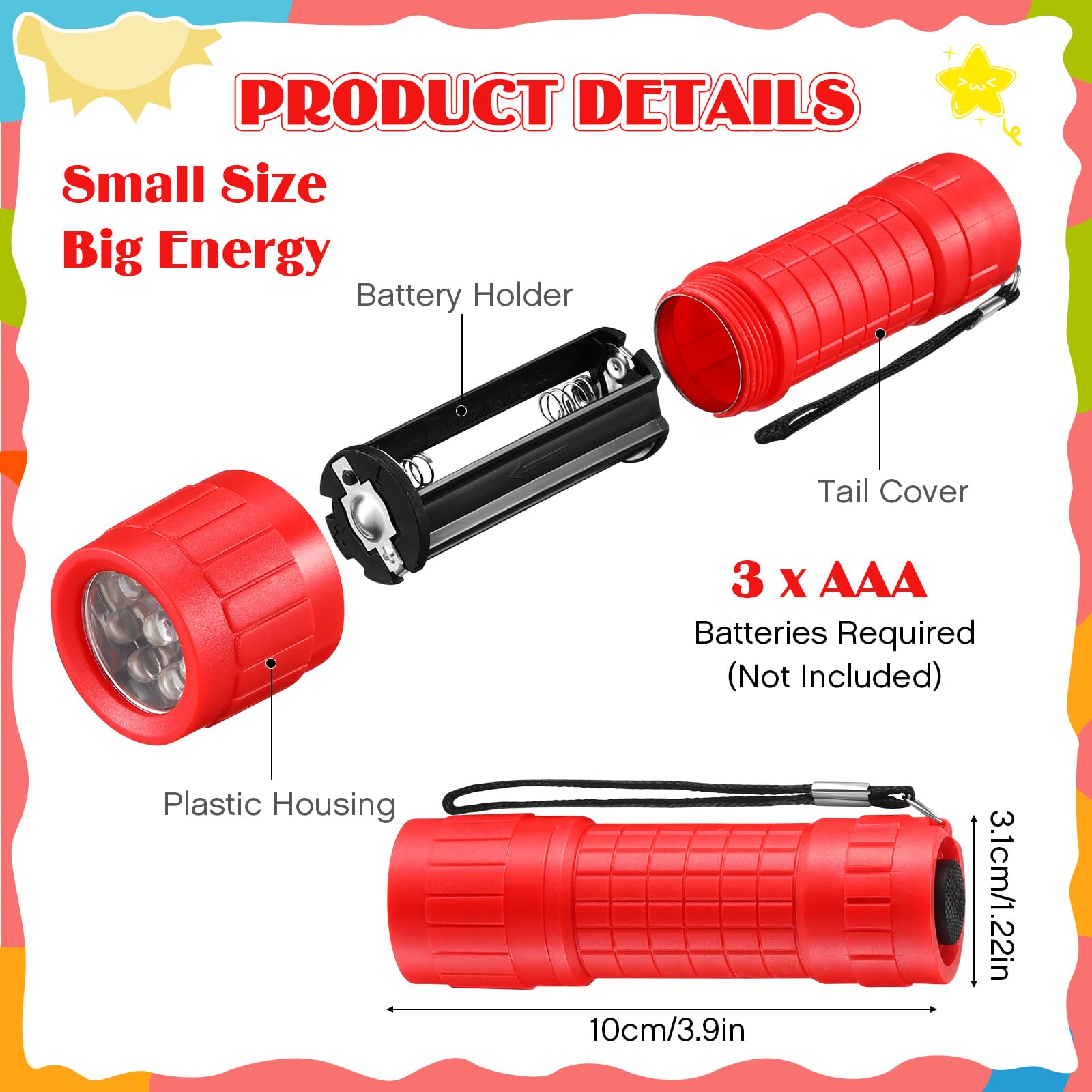 Snapklik.com : Tujoe 6 Pack Mini Flashlights Bulk For Kids, Small ...