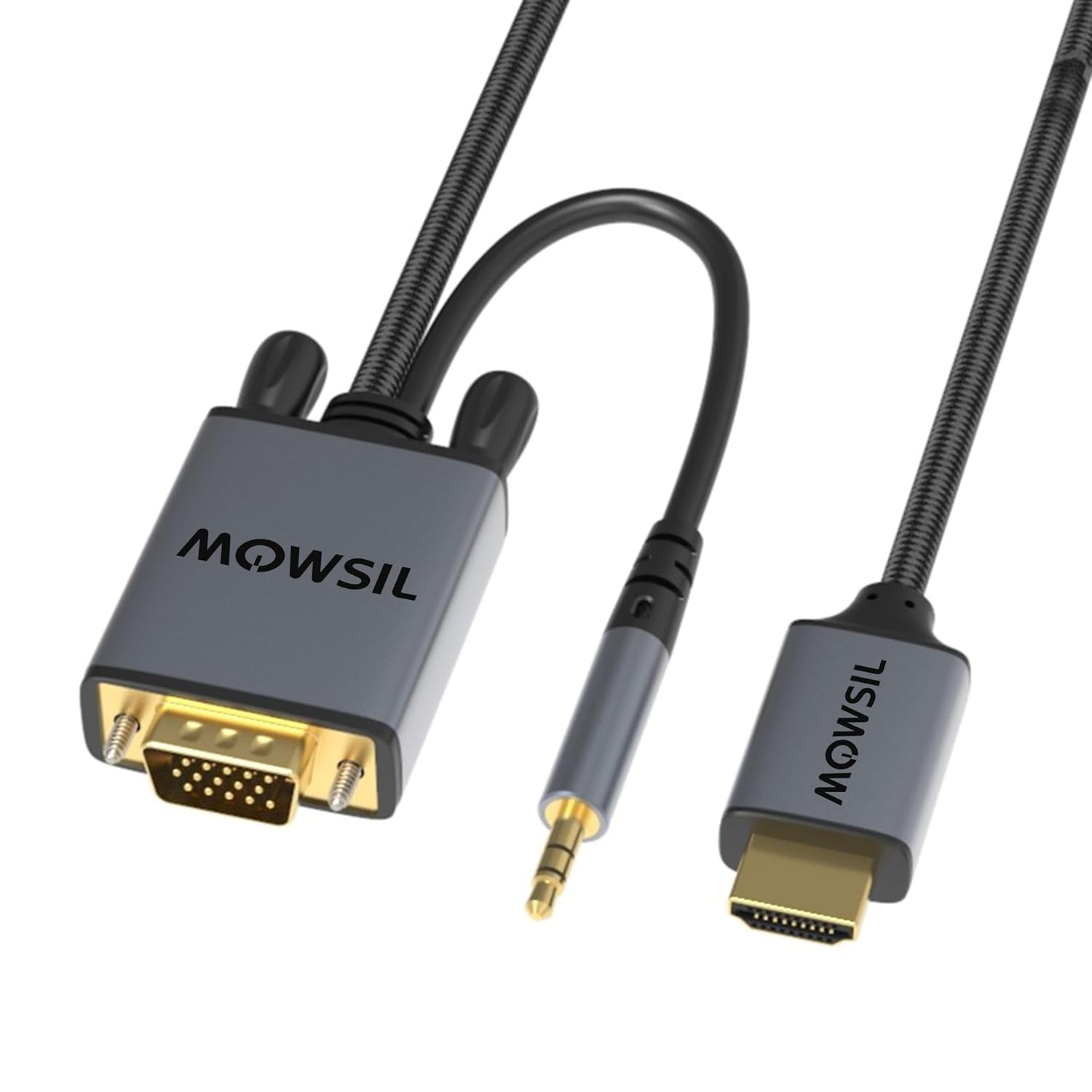 Mowsil VGA to HDMI Cable 2Mtr with Audio, 1080P HD VGA to HDMI Adapter ...