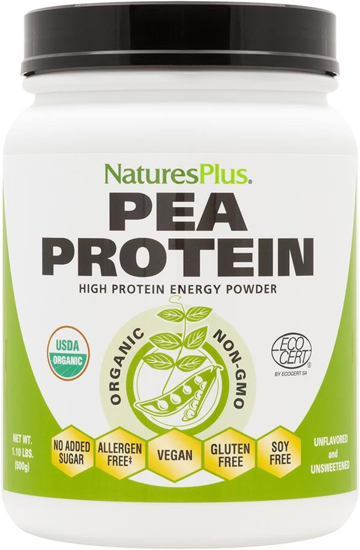 Amazon.com: NaturesPlus Organic Pea Protein - 1.1 lbs, Vegan Drink ...