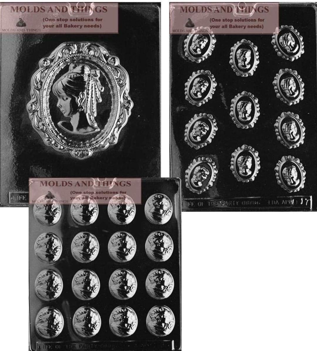 Amazon.com: 3-Piece Cameo Chocolate Molds With Copyrited Candy Making ...