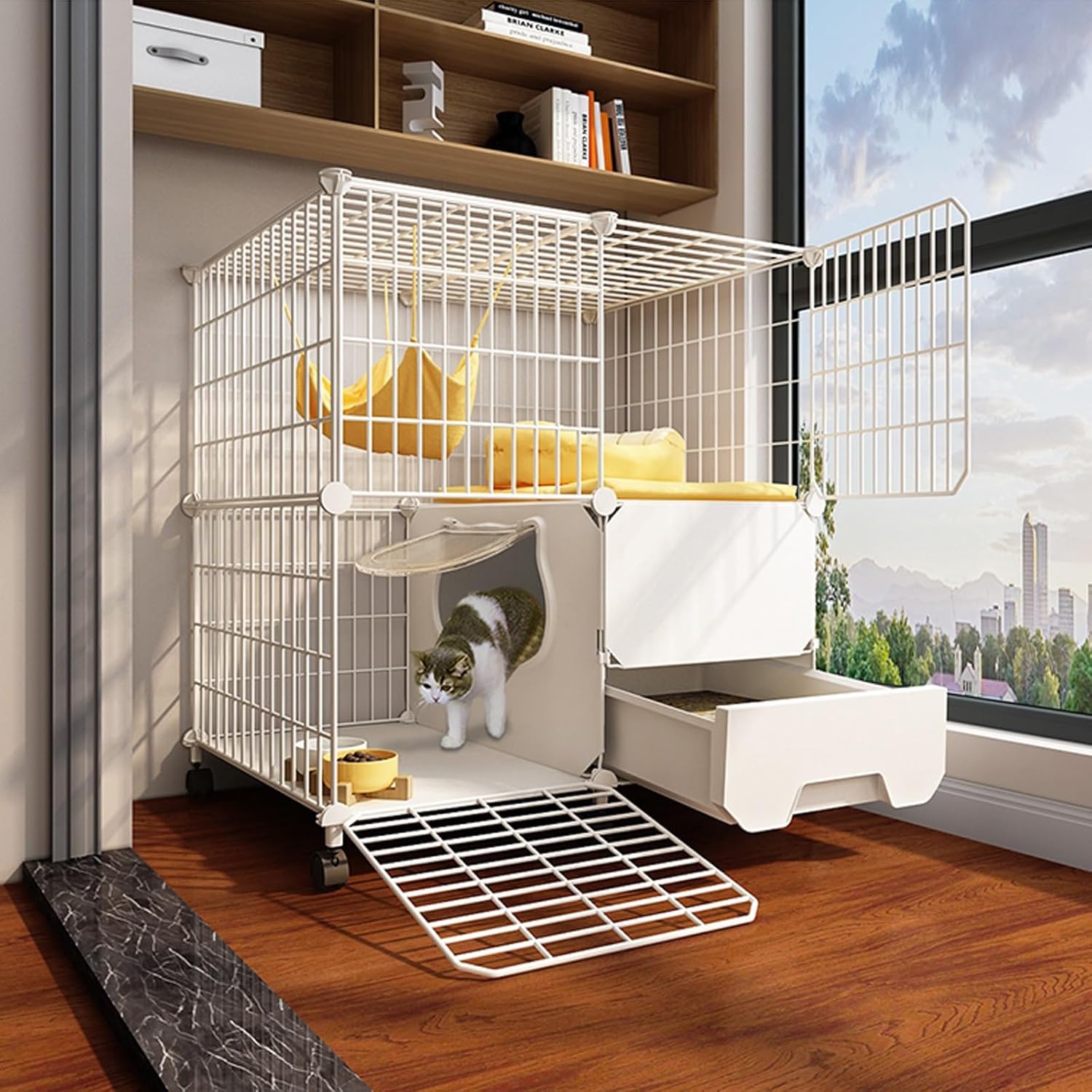 Amazon.com : 2 Tier Metal Cat Cage Indoor Cat Enclosures DIY Cat ...