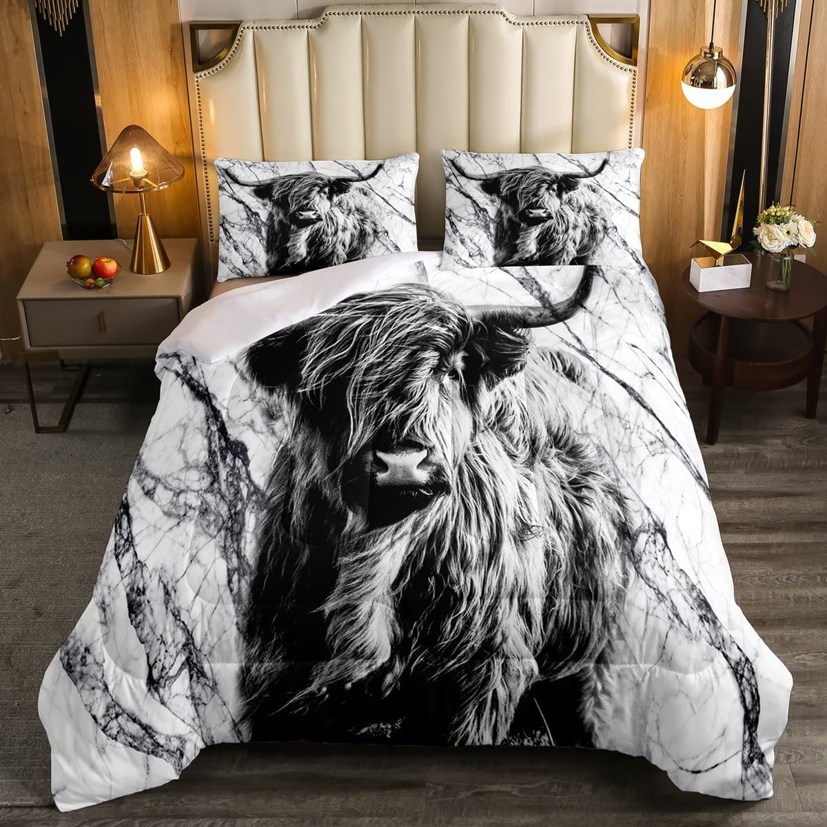 Amazon.com: Highland Cow Print Bedding Set King,Grey Cow Print ...