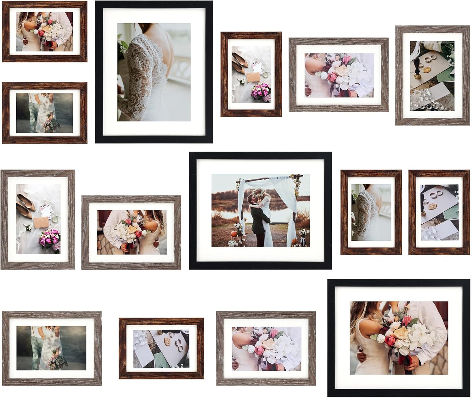 Amazon.com - Fixwal Picture Frames Set, 15 Pack Wall Frame Set in 3 ...