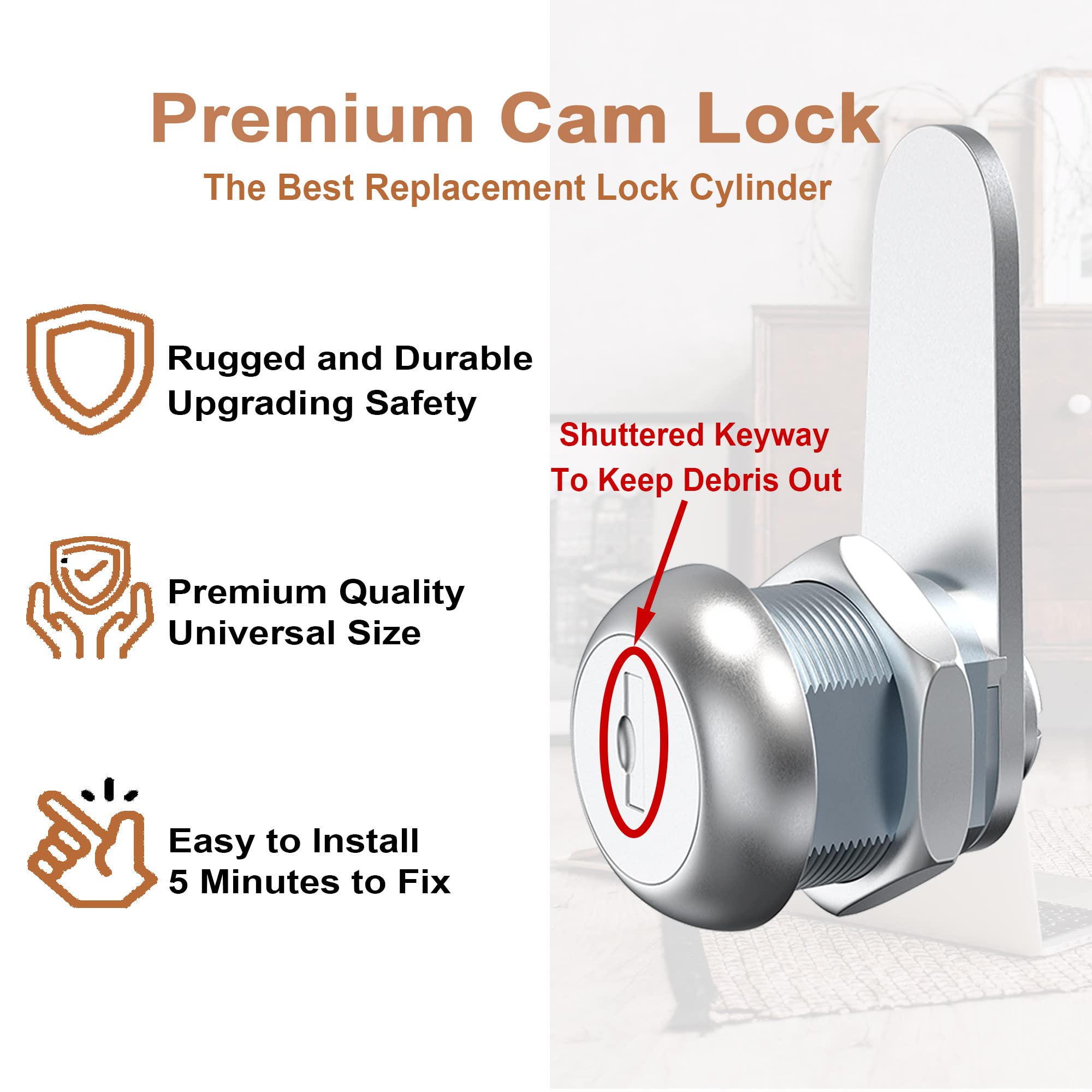 Snapklik.com : Hecfu 6 Pcs Tool Box Lock, RV Cam Lock 5/8" Keyed Alike ...