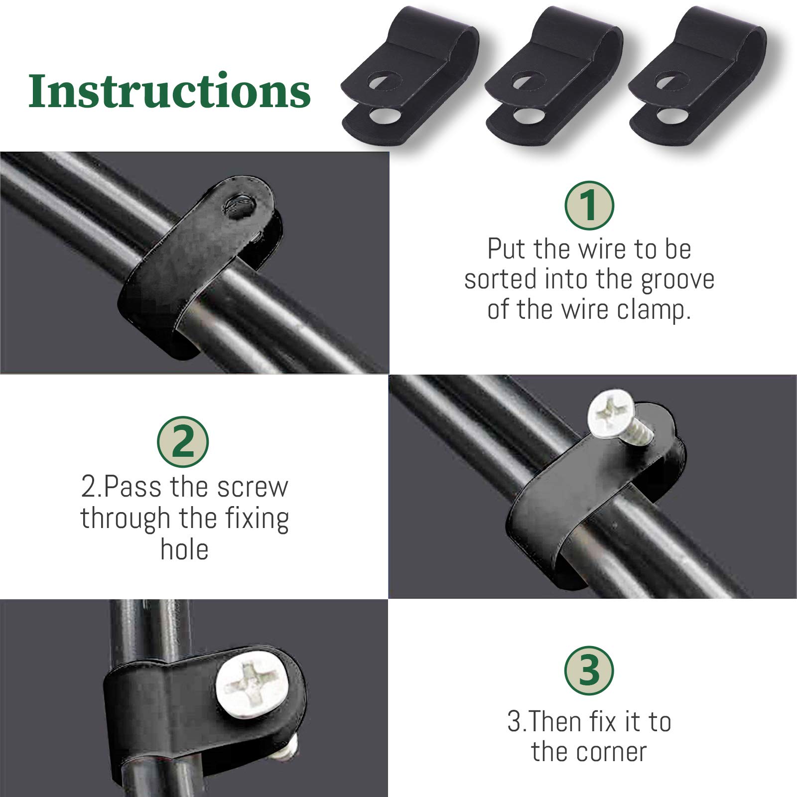 Snapklik.com : Keadic 60 Pieces 1/4 Inch Black Nylon Cable Clamps