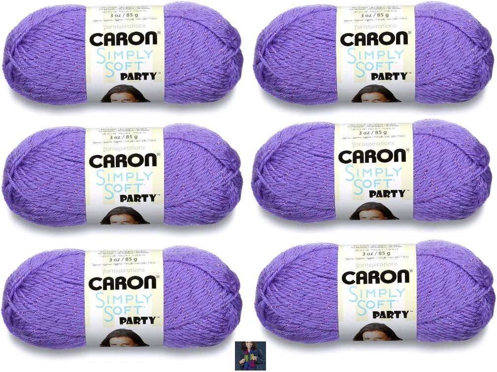 Amazon.com: Caron Simply Soft Party Yarn - 6 Pack with Pattern (Grape ...