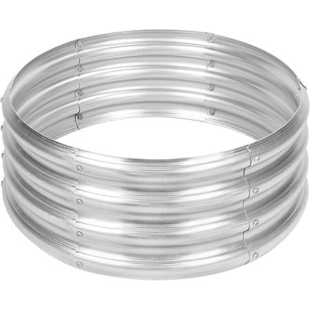 Amazon.com: ZXZYHFTY Round Galvanized Raised Garden Bed kit,Silver ...