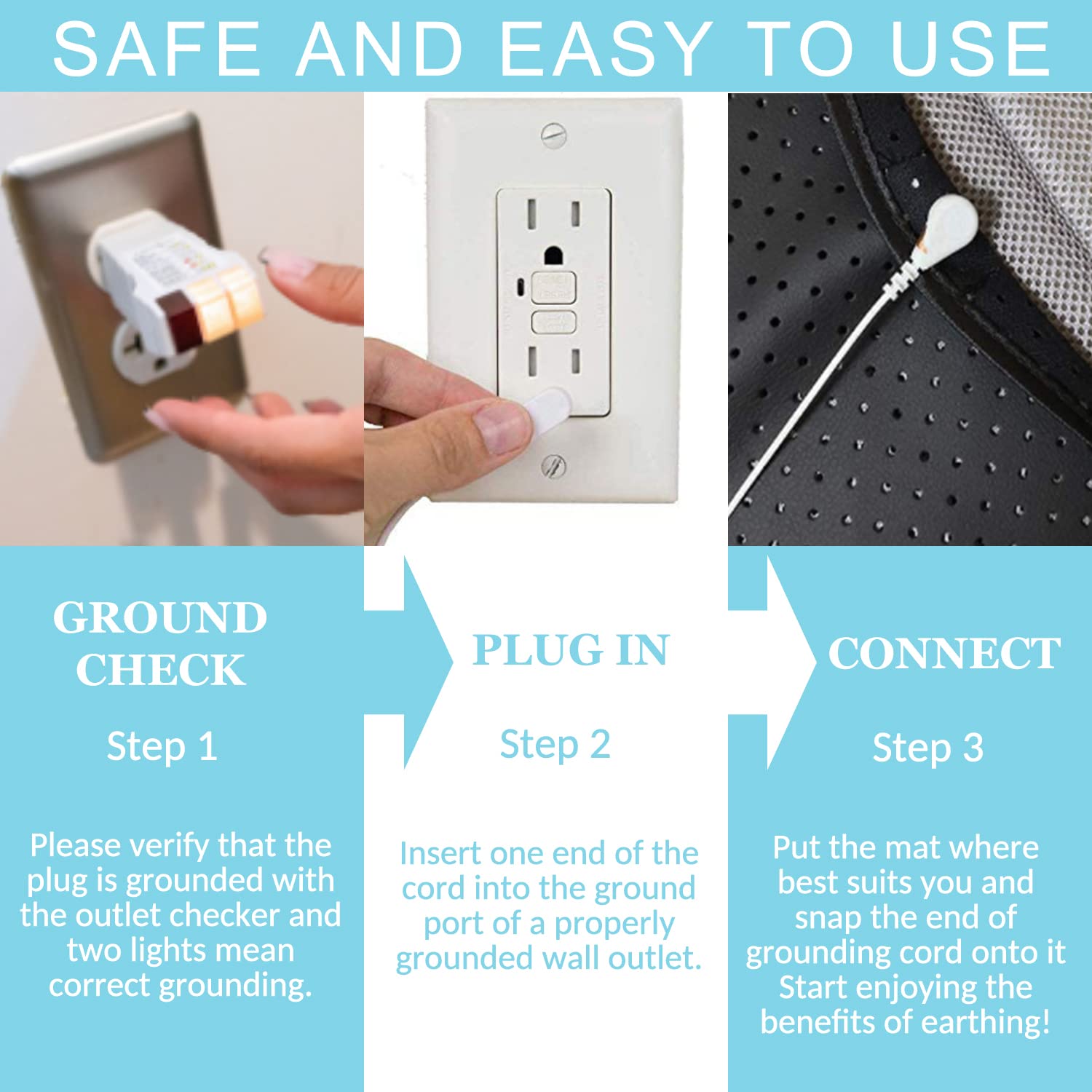 Grounding Mat for Bed, Grounding Pad Kit Improves Sleep, Grounding ...