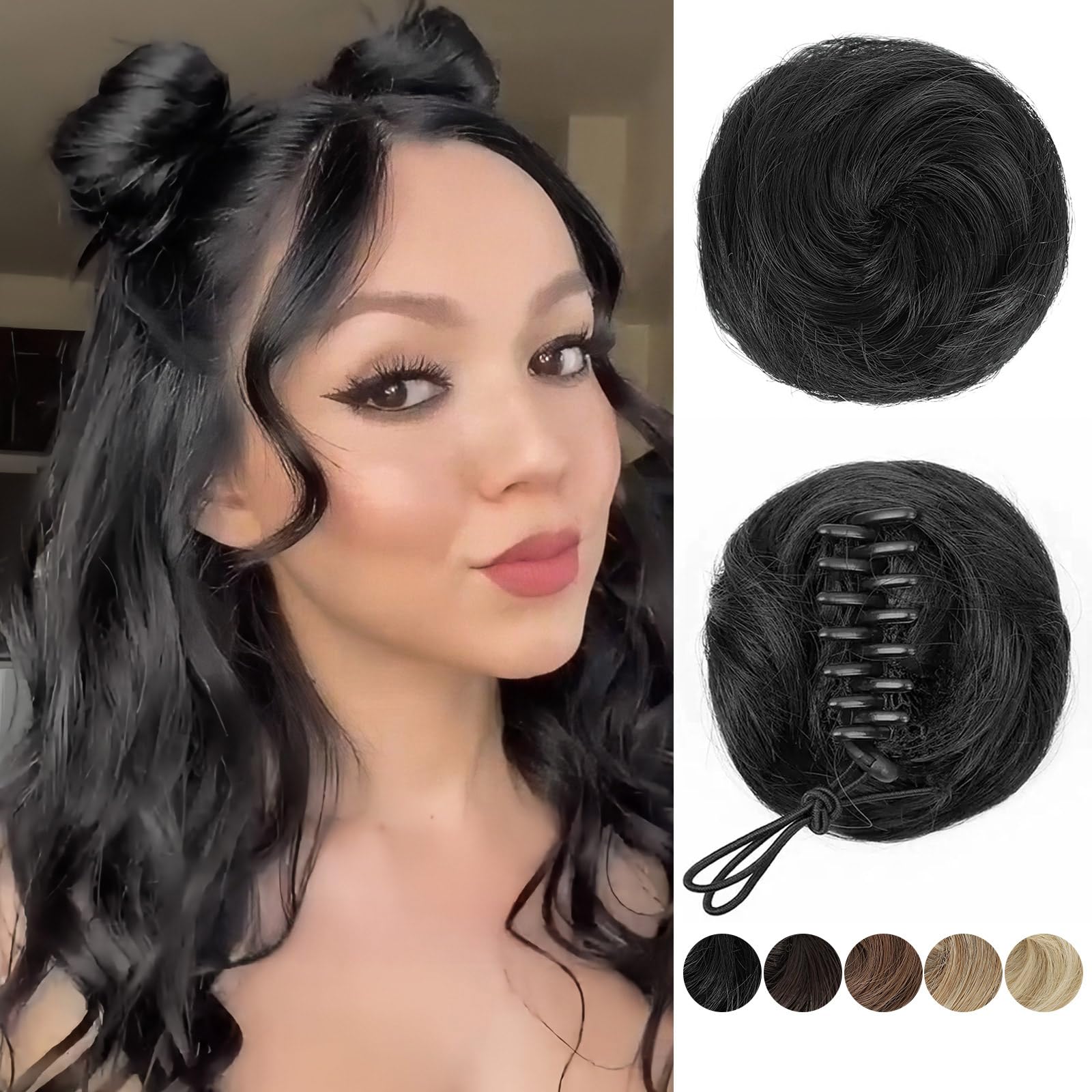 Amazon.com: BOGSEA 2PCS Space Buns Hair Pieces,Mini Claw Clip in Hair ...