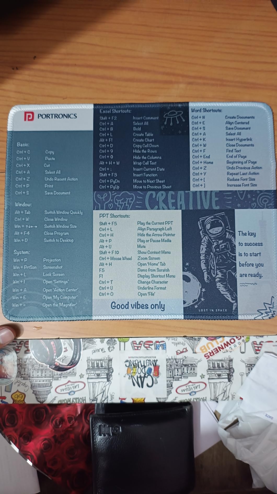 Portronics Comfipad 3 Mouse Pad with Windows Shortcuts Design, Non-Slip ...