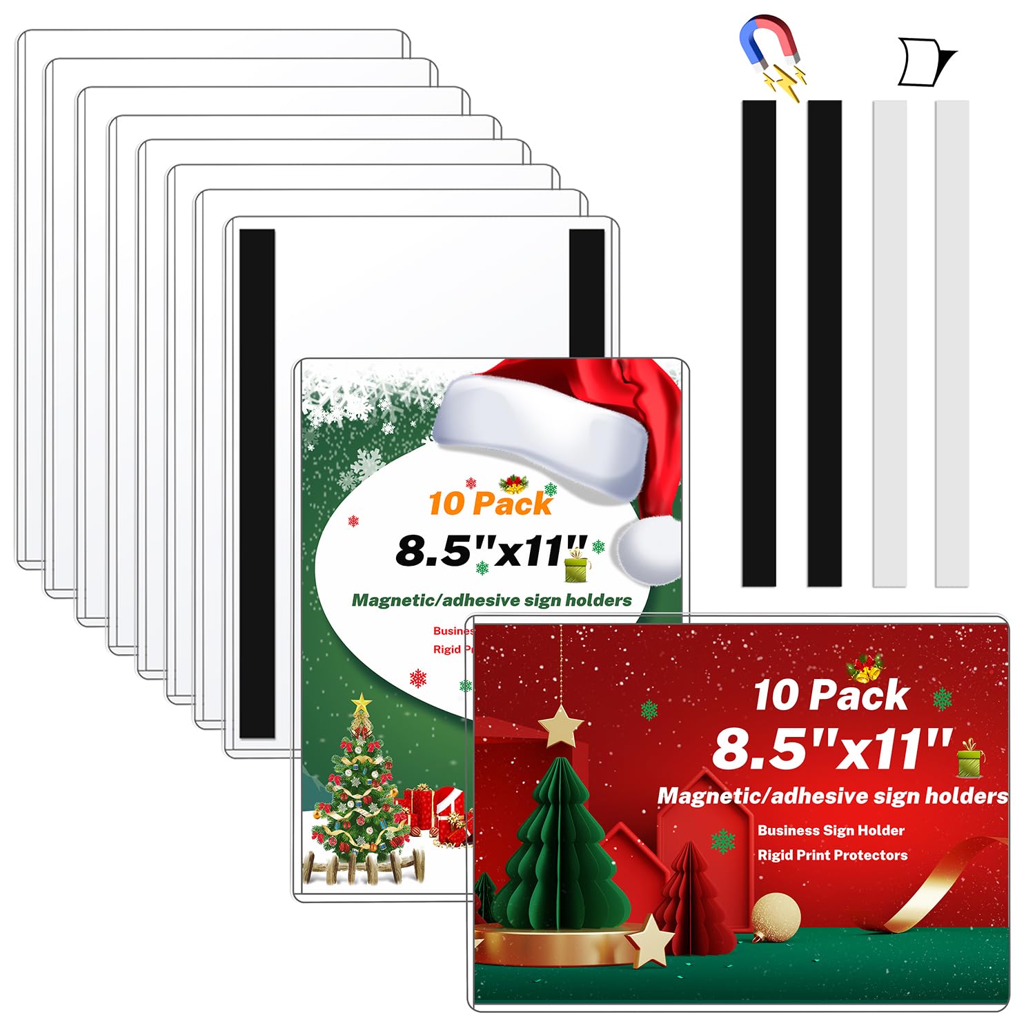 Amazon.com : Magnetic Wall Sign Holder 8.5x11 10 Pack, Clear Rigid ...