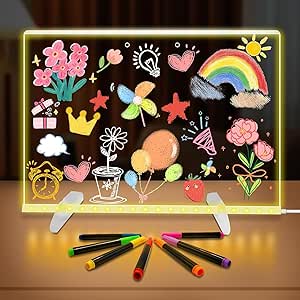 Amazon.com: LED Acrylic Message Board, Light up Dry Erase Board ...