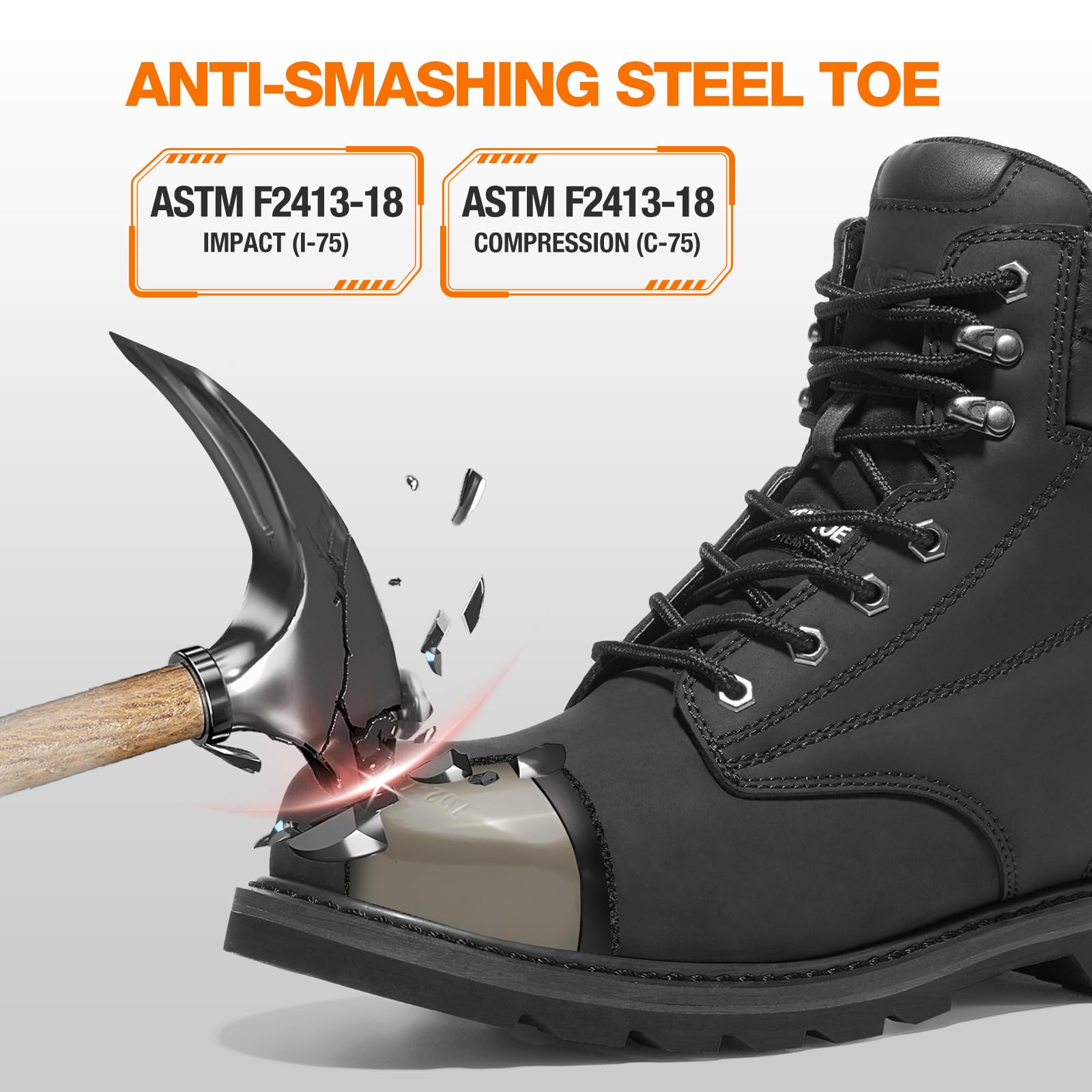 Snapklik.com : NINGO Steel Toe Work Boots For Men, Waterproof ...