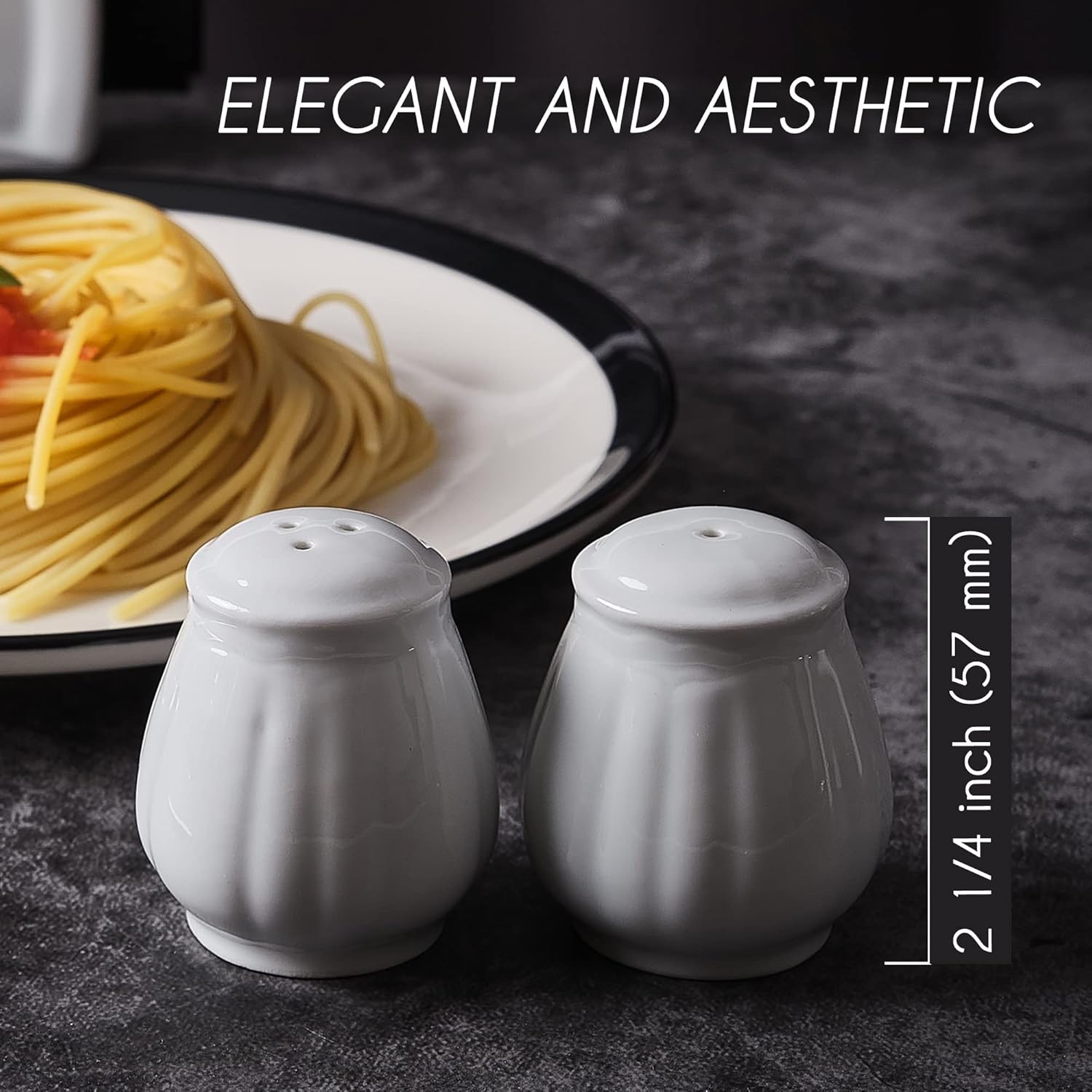 Buy CRYSTALIA Salt and Pepper Shaker Set, White Round Shaped Ceramic ...