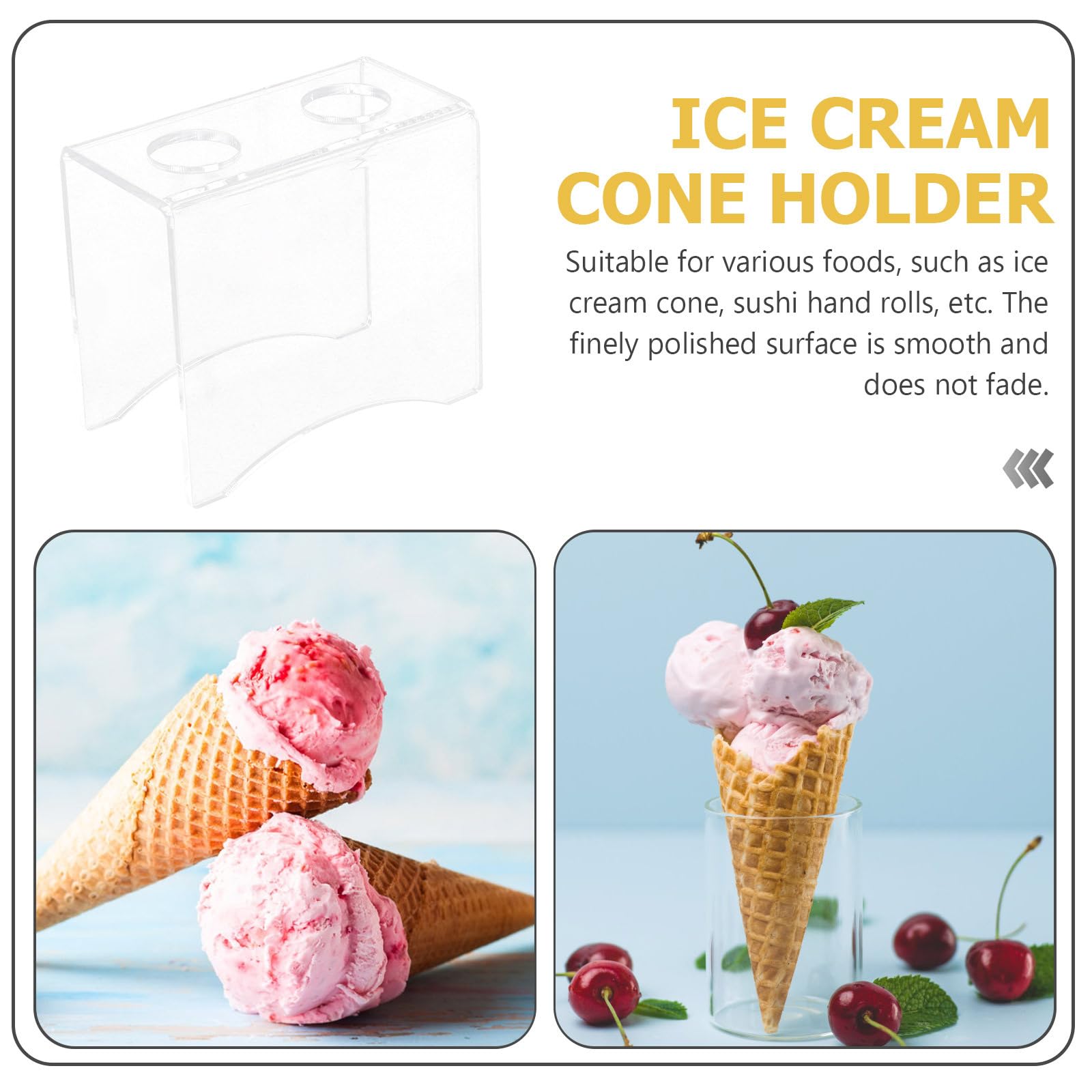 Snapklik.com : Ice Cream Cone Holder 2 Hole Clear Acrylic Ice Cream ...