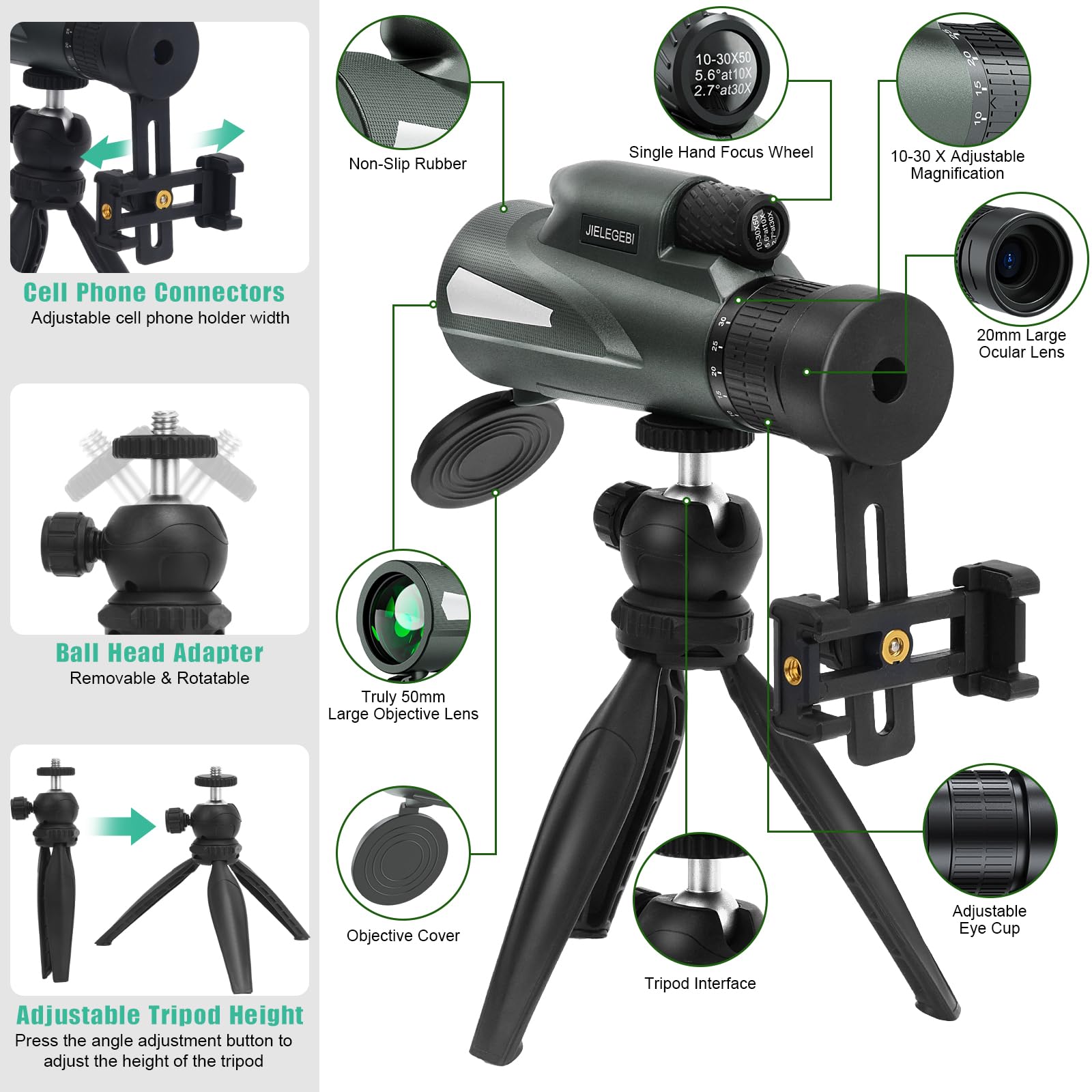 Monoculars for Adults High Powered with 10-30X50 ED Optical Zoom ...