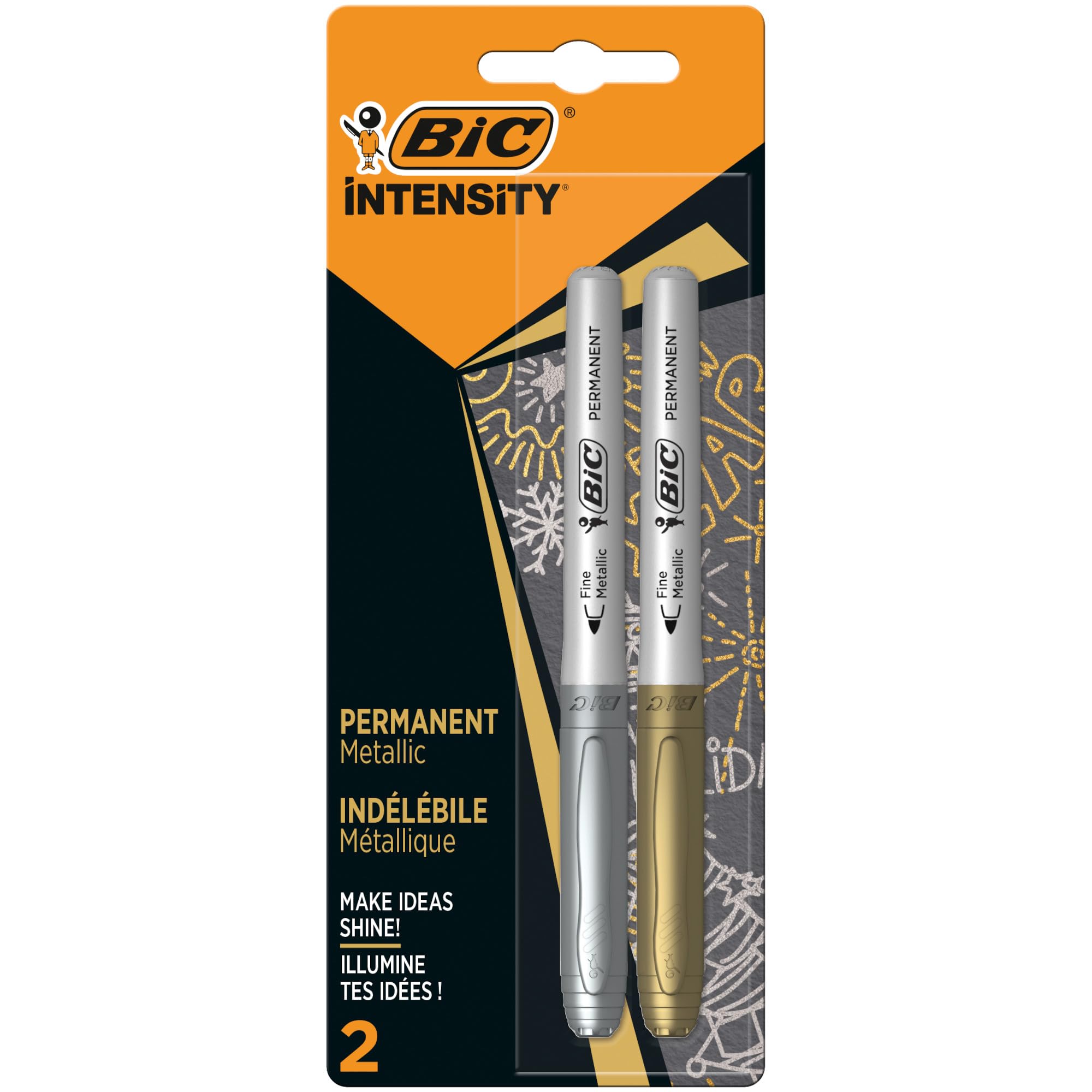 BIC Intensity Permanent Markers Metallic Fine Point - Gold & Silver, 2 ...