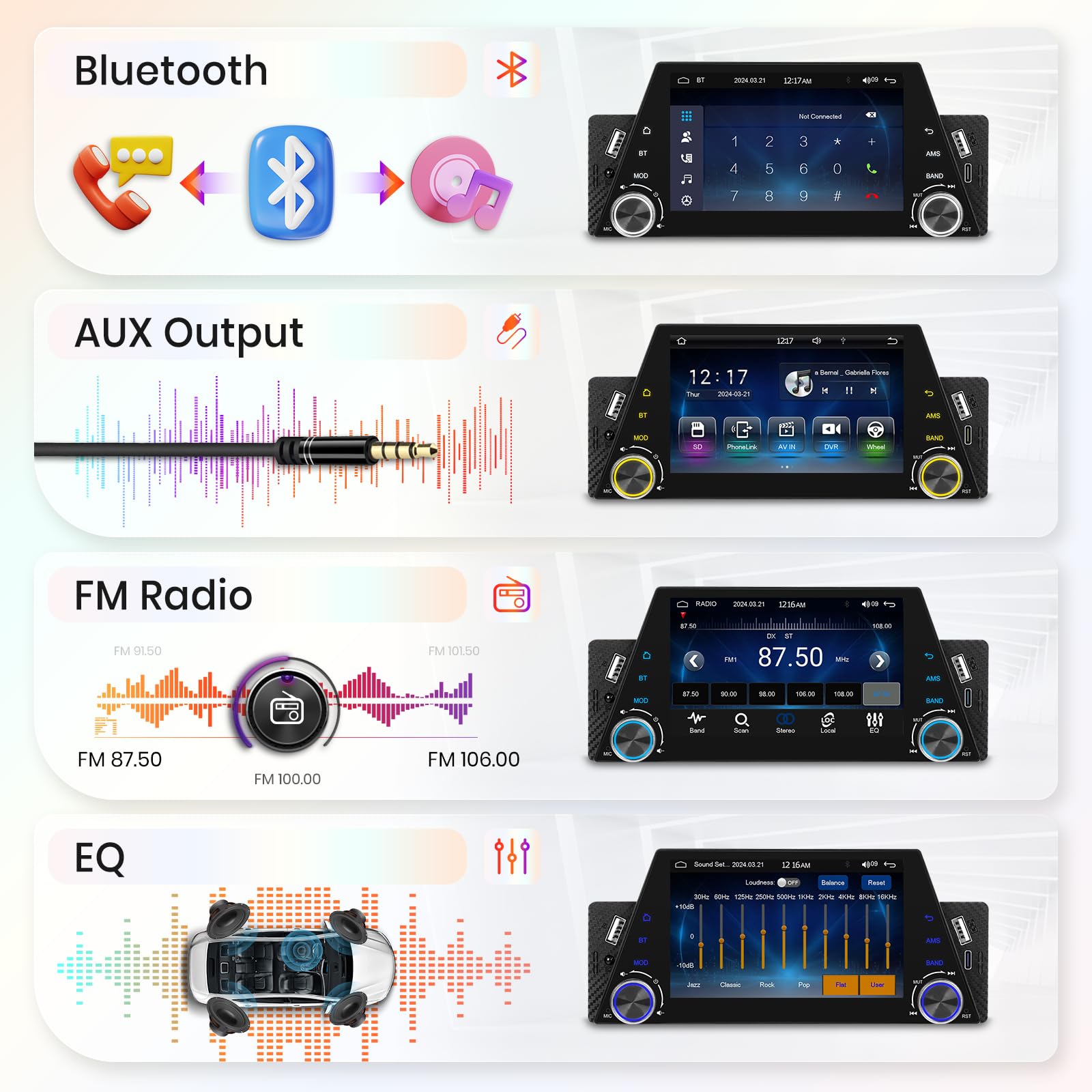 Snapklik.com : Single Din Car Radio 5 Inch Wireless Carplay Android ...