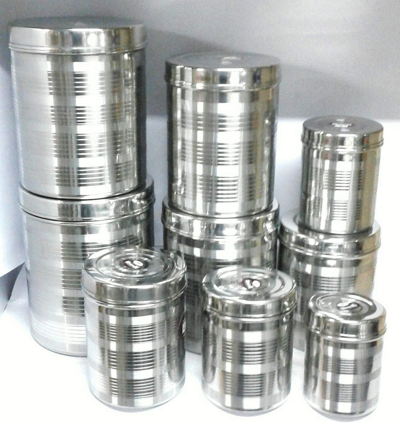 Buy Sinco Stainless Steel Dabba - 500 mL to 5 L , 9 Pieces, Silver ...